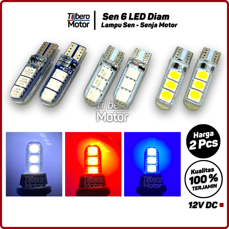 Jual LAMPU SEN/ SENJA DIAM 6 LED MOTOR SEIN TANPA KEDIP T10 JELLY JELI ...