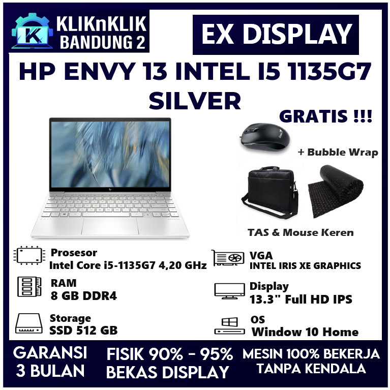 Jual Laptop Ultrabook Hp envy 13 intel core i5 ram 8 gb ssd 1 TB silver ...