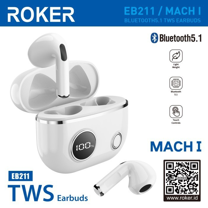 Jual TWS ROKER MACH I EB211 Bluetooth 5.1 True Wireless Sound Garansi ...