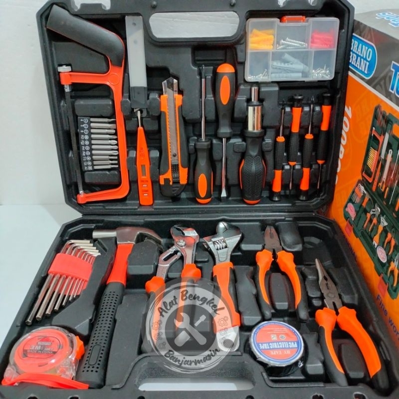 Jual TOOL KIT SET 100PCS "BRANO" BOX COVER PLASTIK || KUNCI/ALAT TUKANG ...