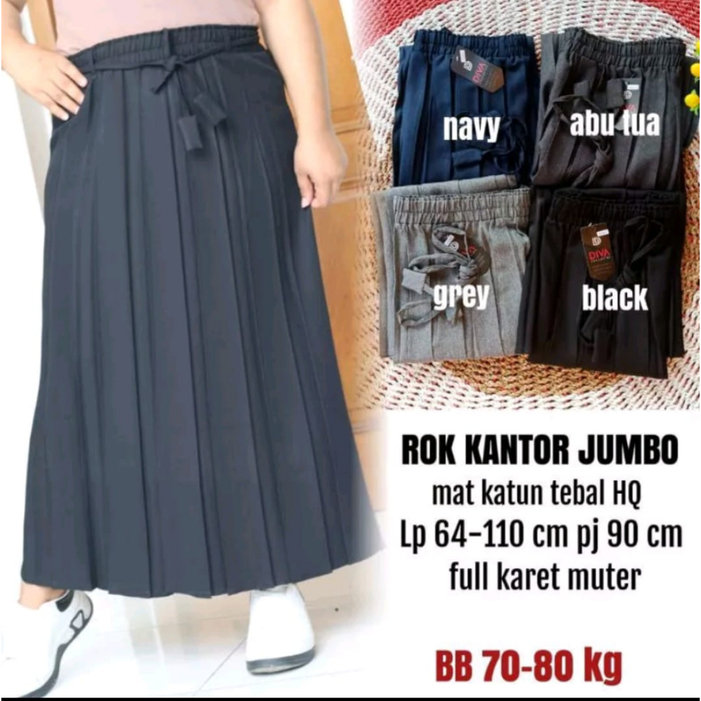 Jual ROK KANTOR PLISKET BAHAN SEMI WOOL PREMIUM JUMBO | Shopee Indonesia