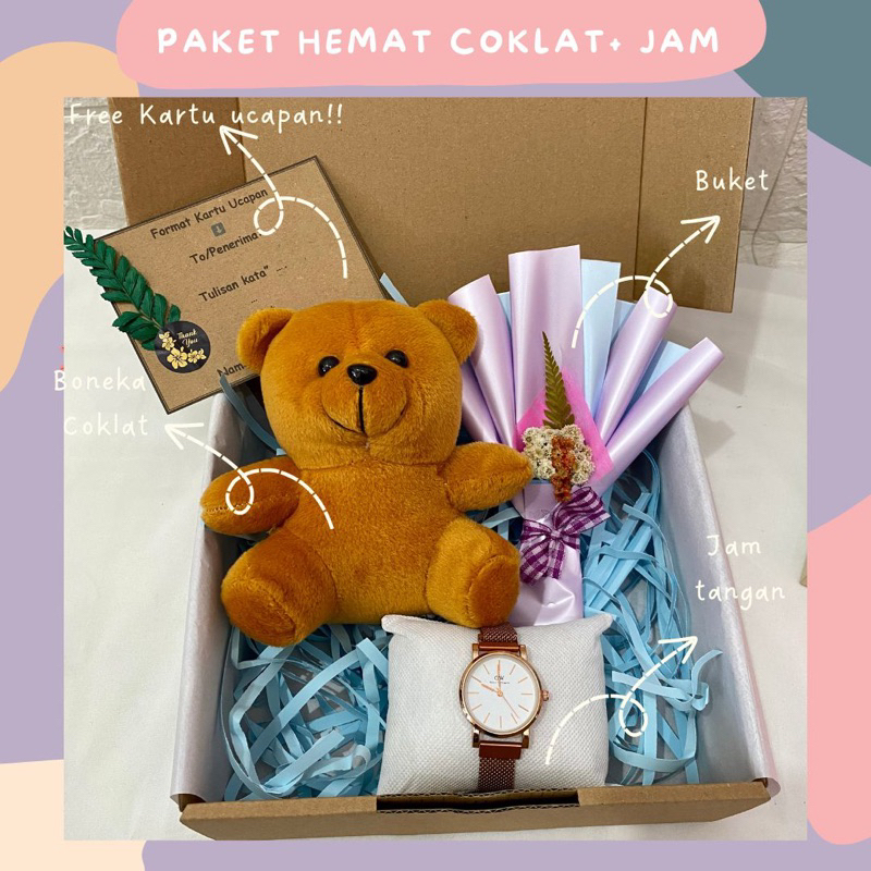 Jual HADIAH BONEKA SNACK JAM KADO ULTAH CEWE HAMPERS ULANG TAHUN CEWEK ...