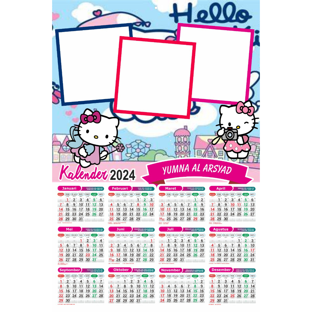 Jual Kalender 2024 Bisa Pakai Foto Sendiri, Tema Hello Kitty, Bahan ...