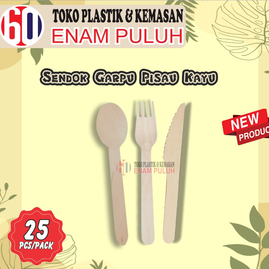 Jual Sendok Garpu Pisau Stick Es Cream Kayu 1pack isi 25pcs | Shopee ...