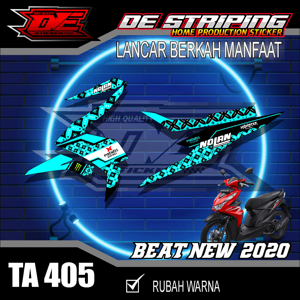 Jual Batik!!Striping Stiker Variasi Motor Beat New 2020-2021 Semifull Stiker Beat New Kode TA405 ...