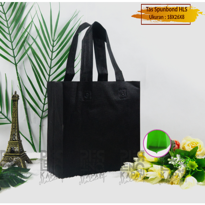 Jual HLS 65GSM Tas Spunbond Goodie Bag Laken Model Tali Ukuran 20x25x8 Tebal Polos | Shopee ...