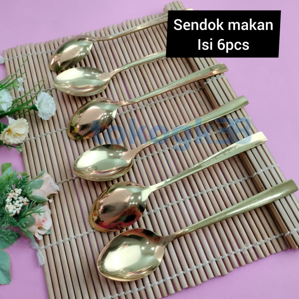 Jual Sendok Makan GOLD / EMAS TEBAL Isi 6pcs | Shopee Indonesia