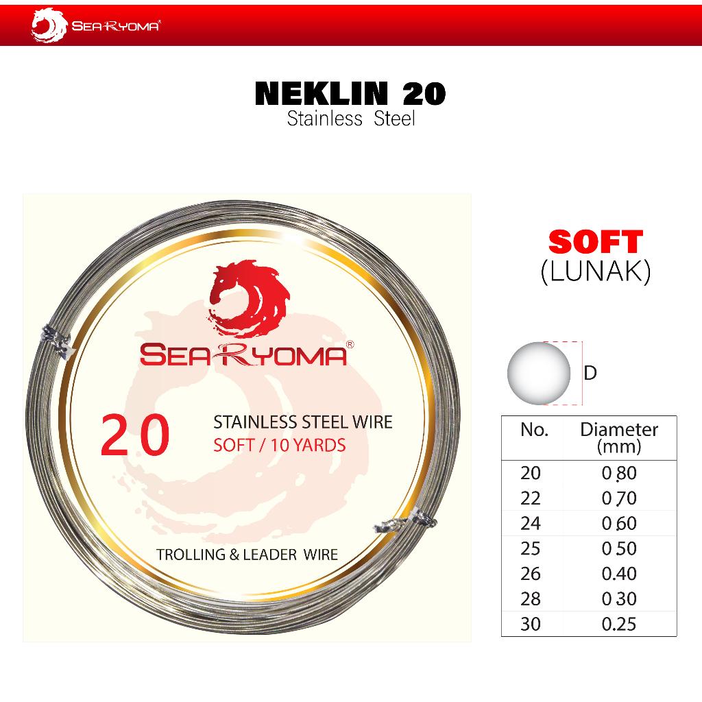 Jual SeaRyoma Neklin Soft - Stainless Steel Soft Wire Leader 20, 24, 25 ...