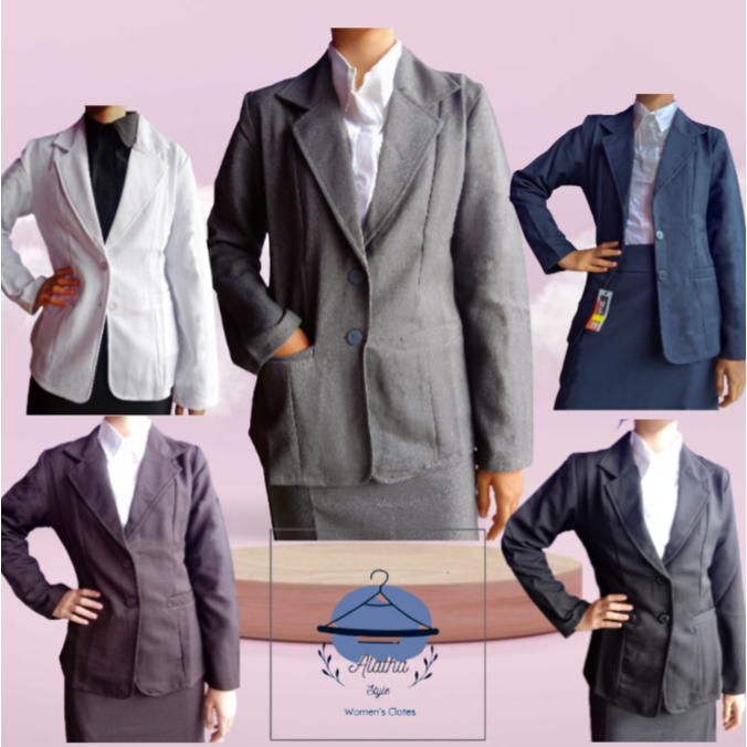 Jual Blazer Wanita Formal Kantor Lengan Panjang Kerja Model Kancing 2 ...