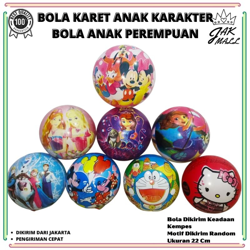 Jual Mainan Anak Bola Karet Motif Perempuan Karakter Toys Trendy JM ...