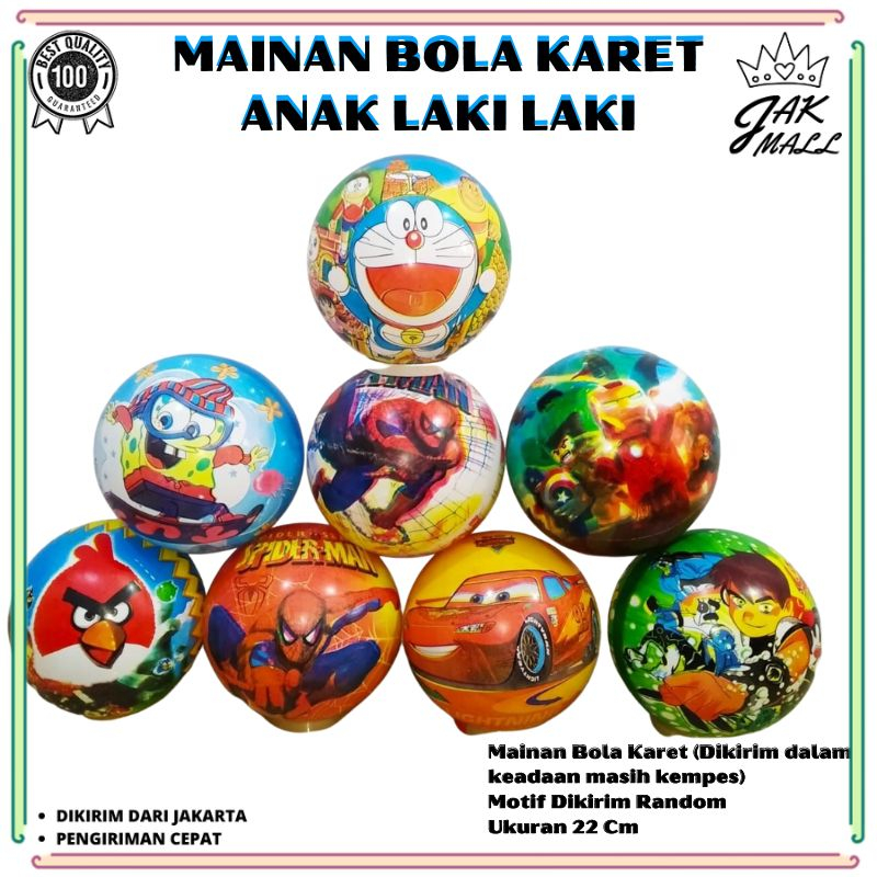 Jual Mainan Anak Bola Karet Motif Anak Laki - Laki Karakter JM | Shopee ...