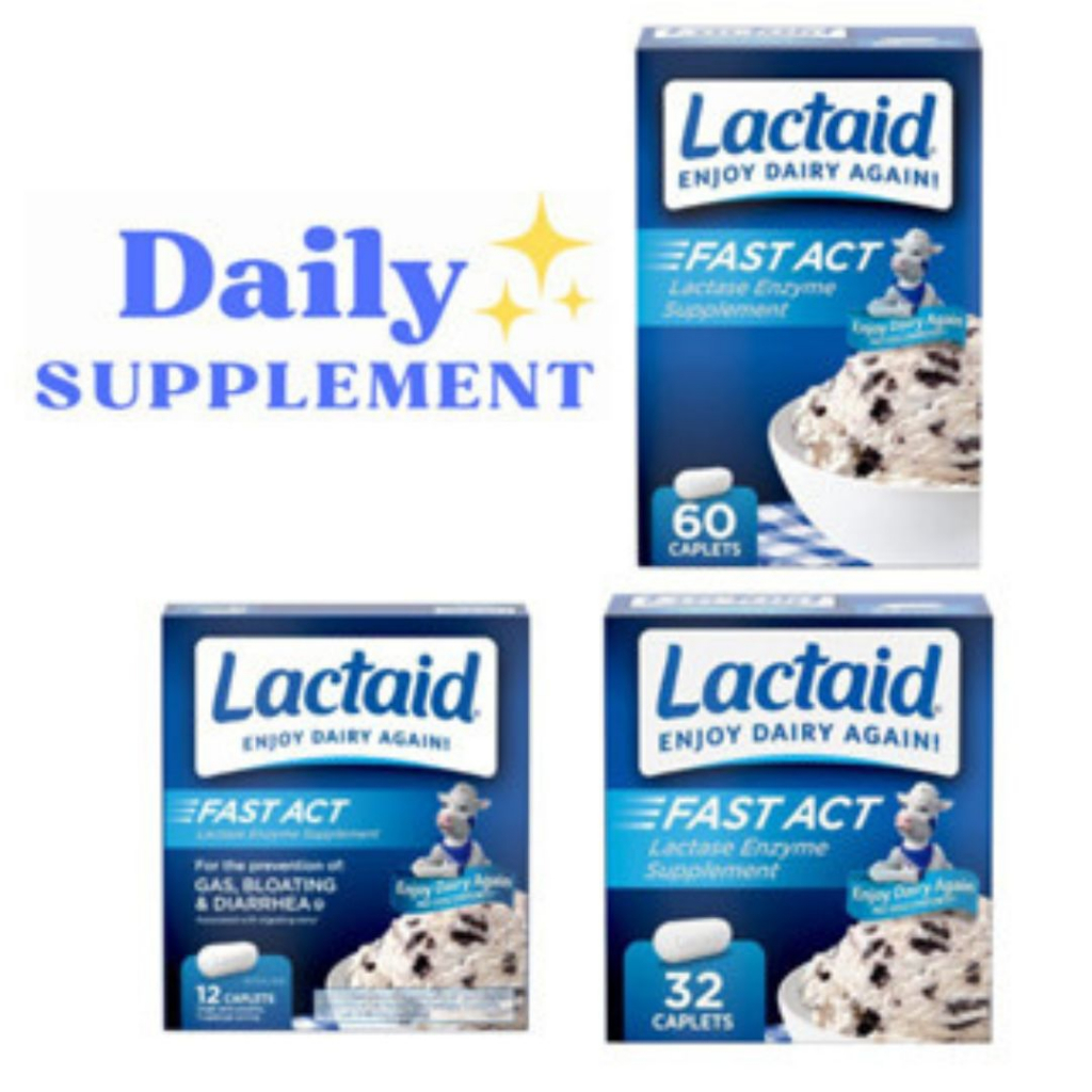 Jual Lactaid Fast Act Lactase Enzyme Supplement 12 , 32 dan 60 Caplets ...