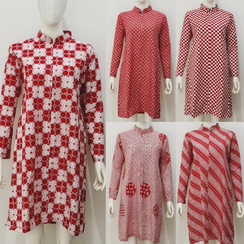 Jual Tunik batik merah putih 161 - tunik batik busui - tunik batik ...