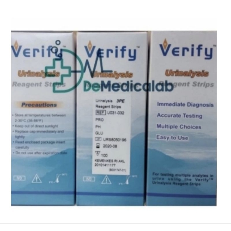 Jual Verify 3 Parameter 3P Urinalysis Reagent Strips Test Urine Urin ...