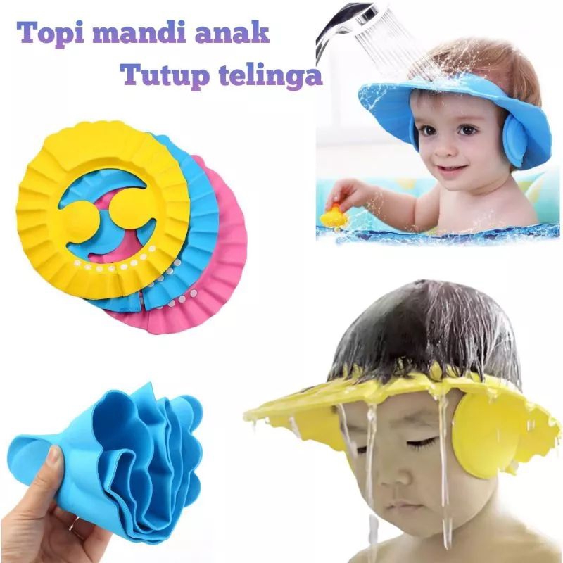 Jual TOPI MANDI ANAK MELINDUNGI MATA SIKECIL SARI TETESAN AIR DAN SABUN ...