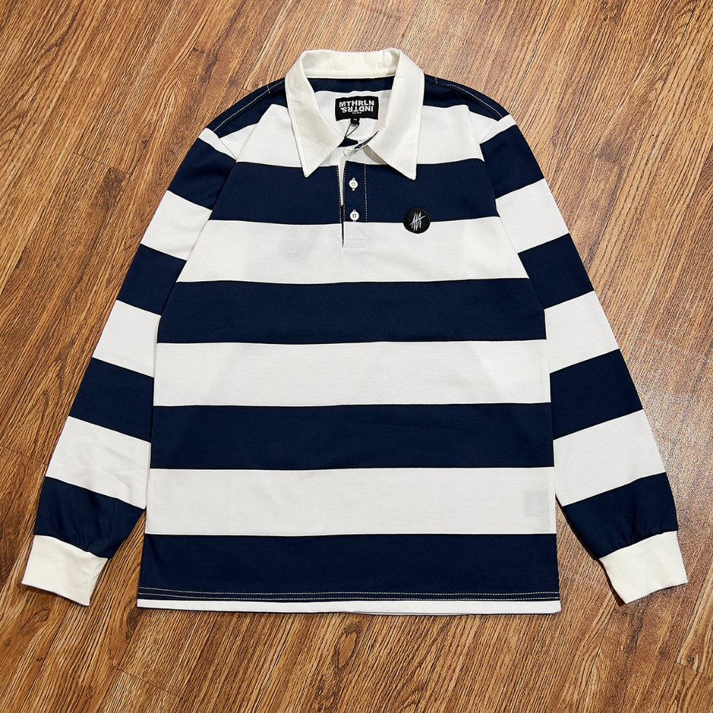 Jual MOTHERLINE RUGBY SHIRT POLO KAOS KERAH Pria Wanita Lengan Panjang ...