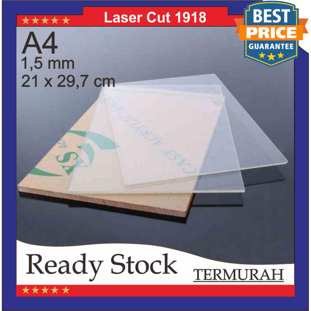 Jual AKRILIK lembaran 1.5mm A4 / Akrilik bening | Shopee Indonesia