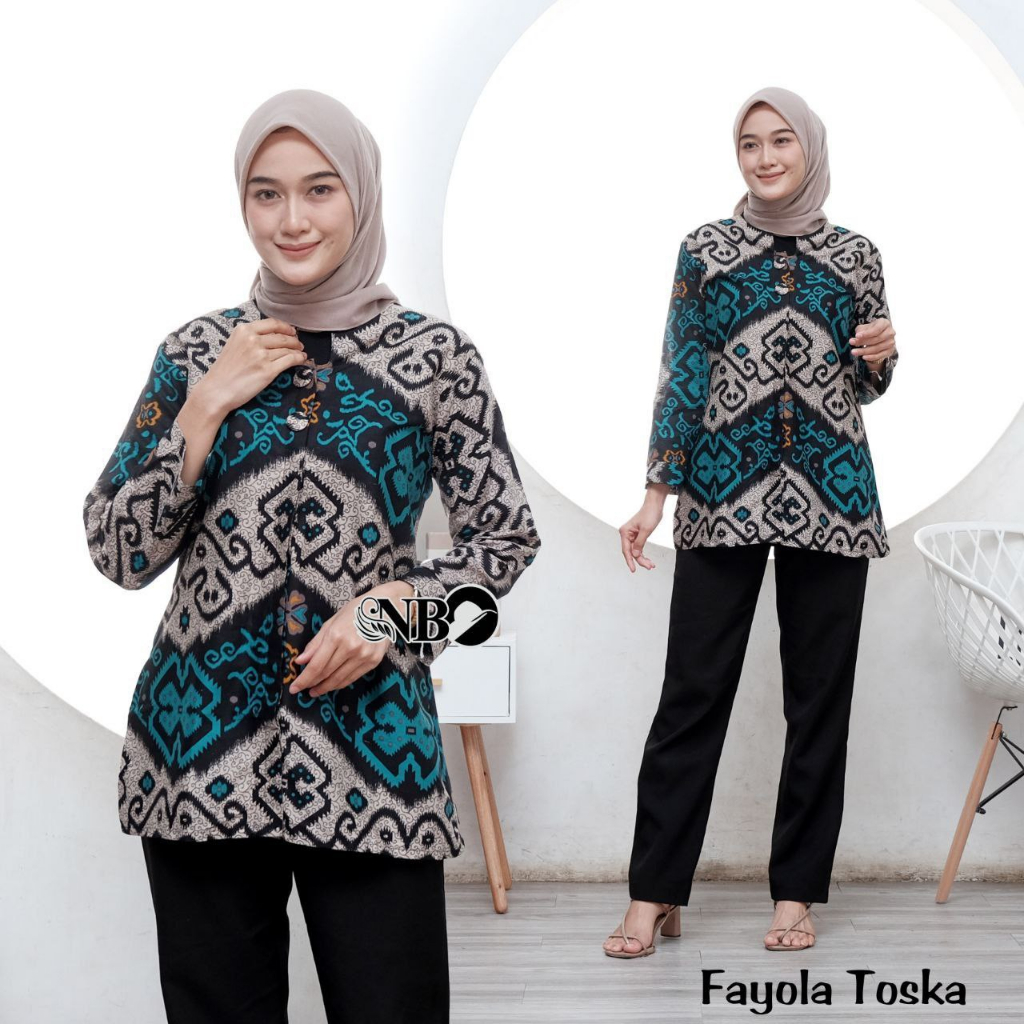 Jual Baju Batik Wanita Modern Atasan Blouse Batik Kerja Kantor Lengan ...