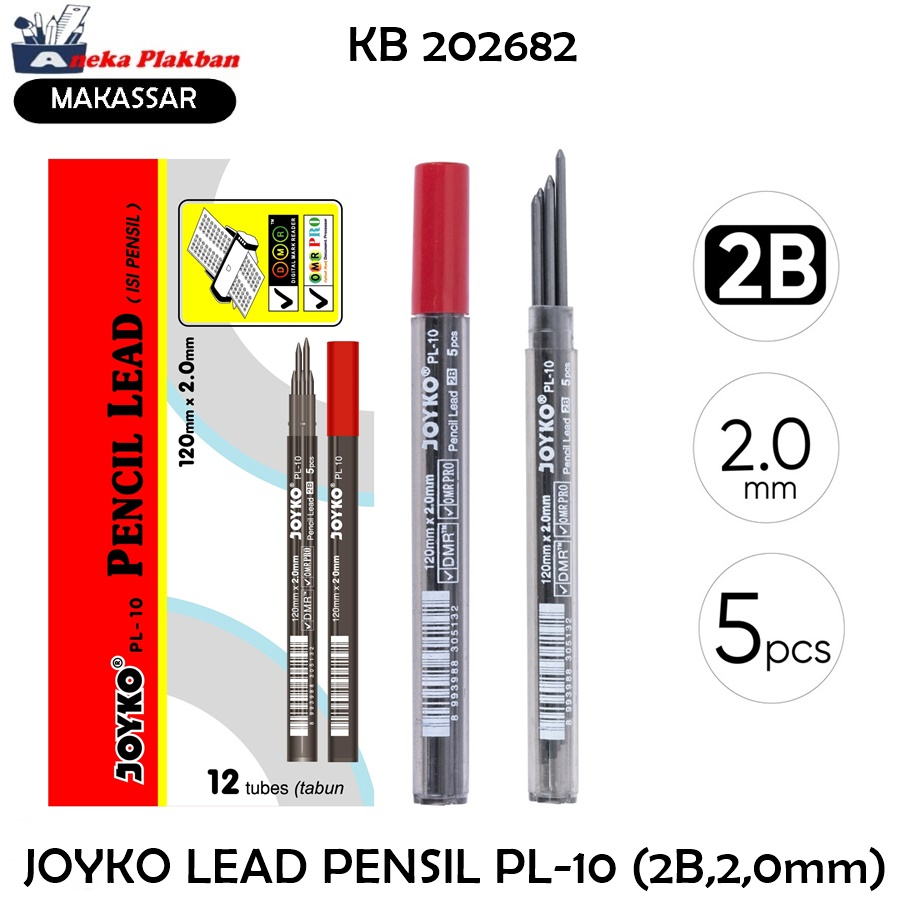 Jual [BOX/12TUBE] JOYKO LEAD PENSIL PL-10 (2B,2,0mm) | Shopee Indonesia