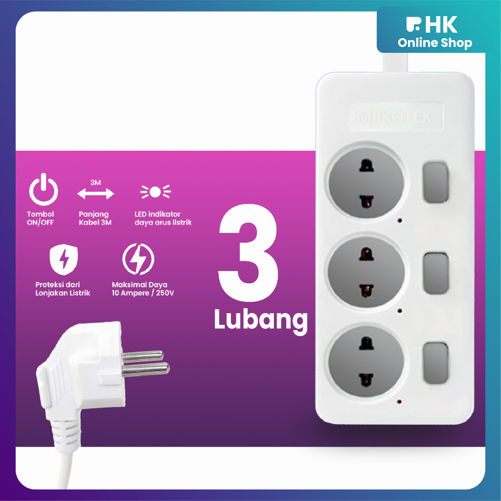 Jual Colokan Listrik Panjang 3/5/10 Meter Stop Kontak Kabel Saklar On ...