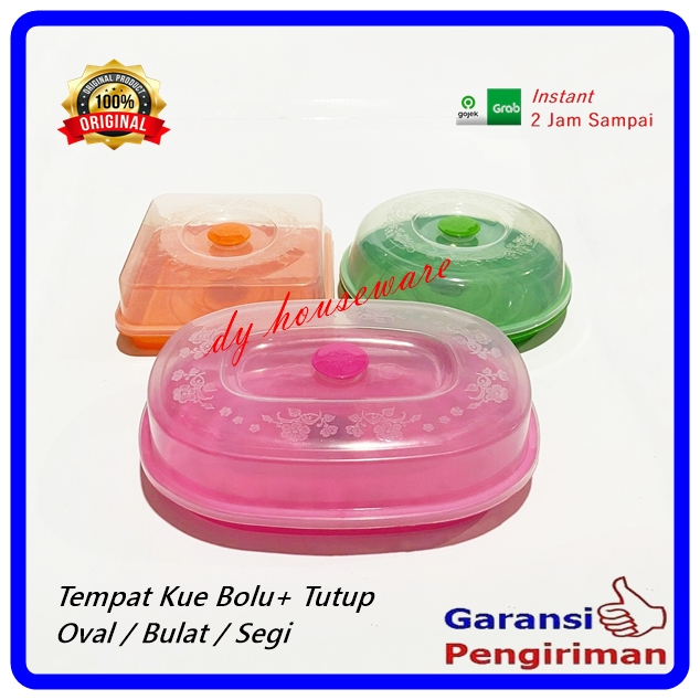 Jual Tempat Kue Bolu Roti Donut Oval Bulat Segi Tutup Plastik ...