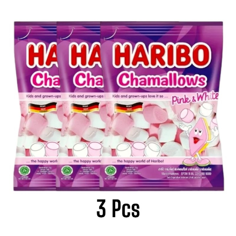 Jual Haribo Chamallows Pink & White Marshmallow 3 × 70gr ( 3 pcs ...
