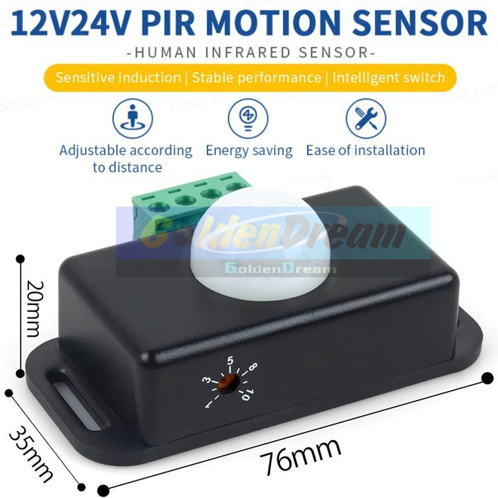 Jual Sensor Gerak Dc 12v 24v Pir Motion Detector 6a Saklar Otomatis Pir