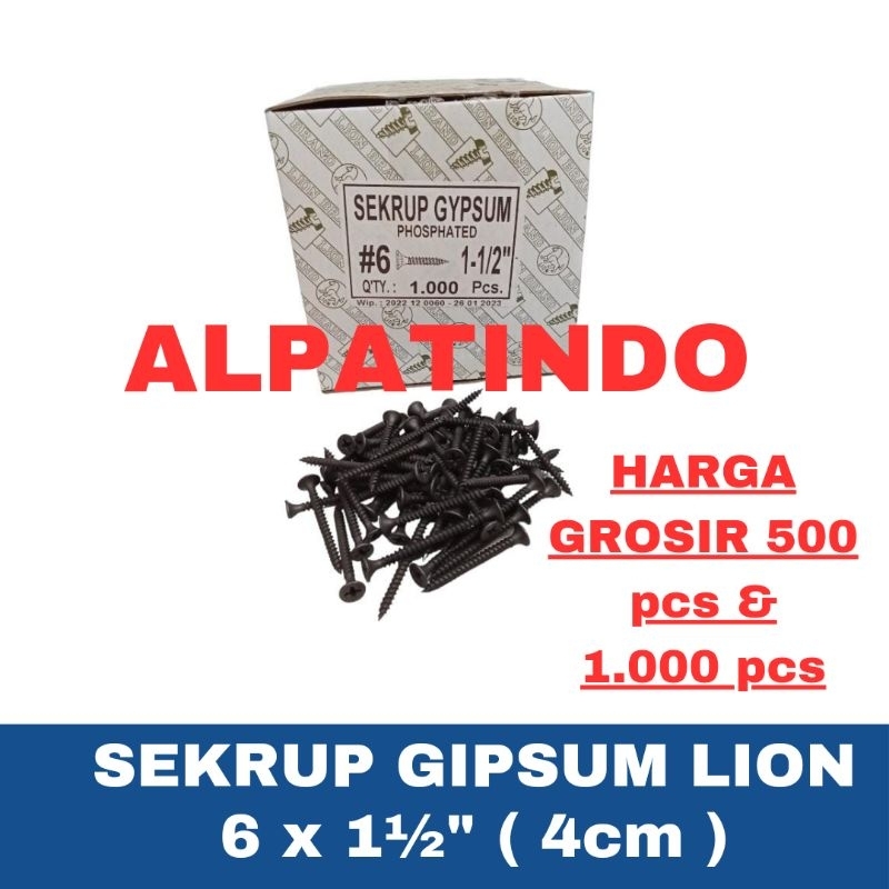 Jual Sekrup Gipsum Lion 4cm - Sekrup Drywall Lion 6 x 1 1/2 | Shopee ...