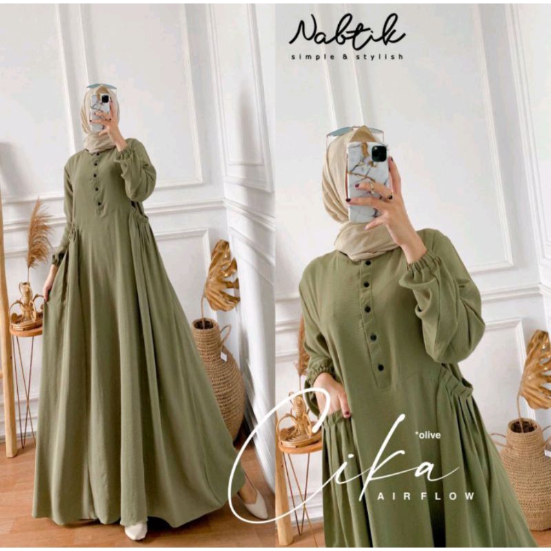 Jual Gamis Sage Green-Gamis Crinkle Premium | Shopee Indonesia