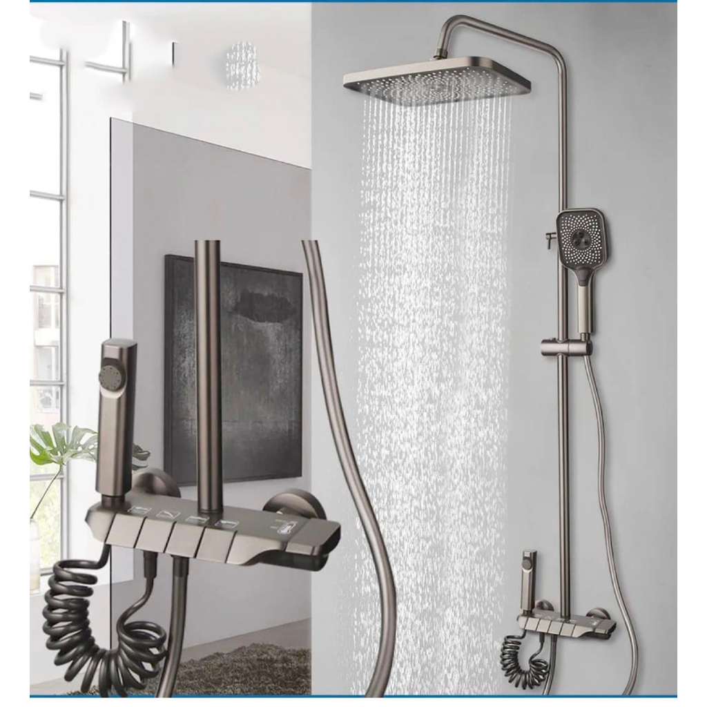 Jual Tiang shower kolom Grey Piano- shower mandi rainfall minimalis abu ...