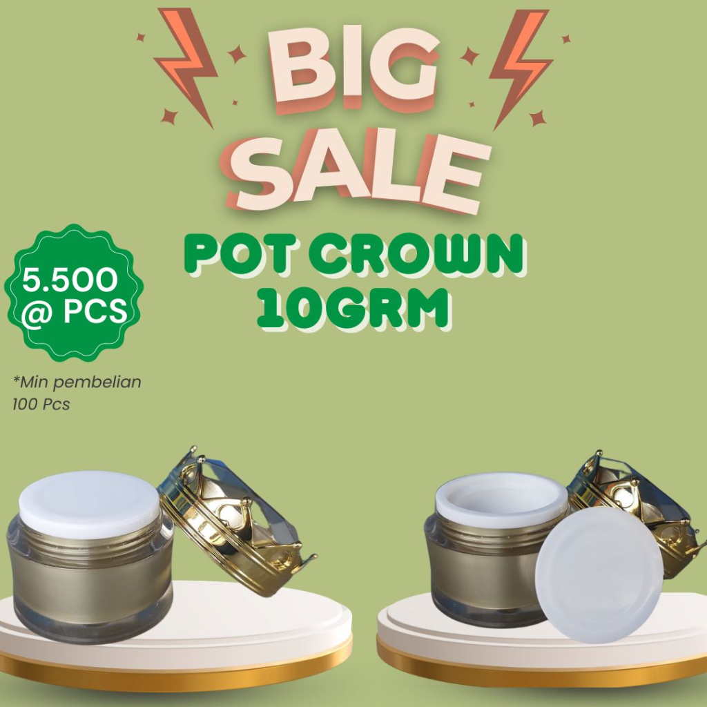Jual Pot Cream 10Gr Acrylic Mahkota / Pot Cream 10Gr Crown /Pot Wadah ...