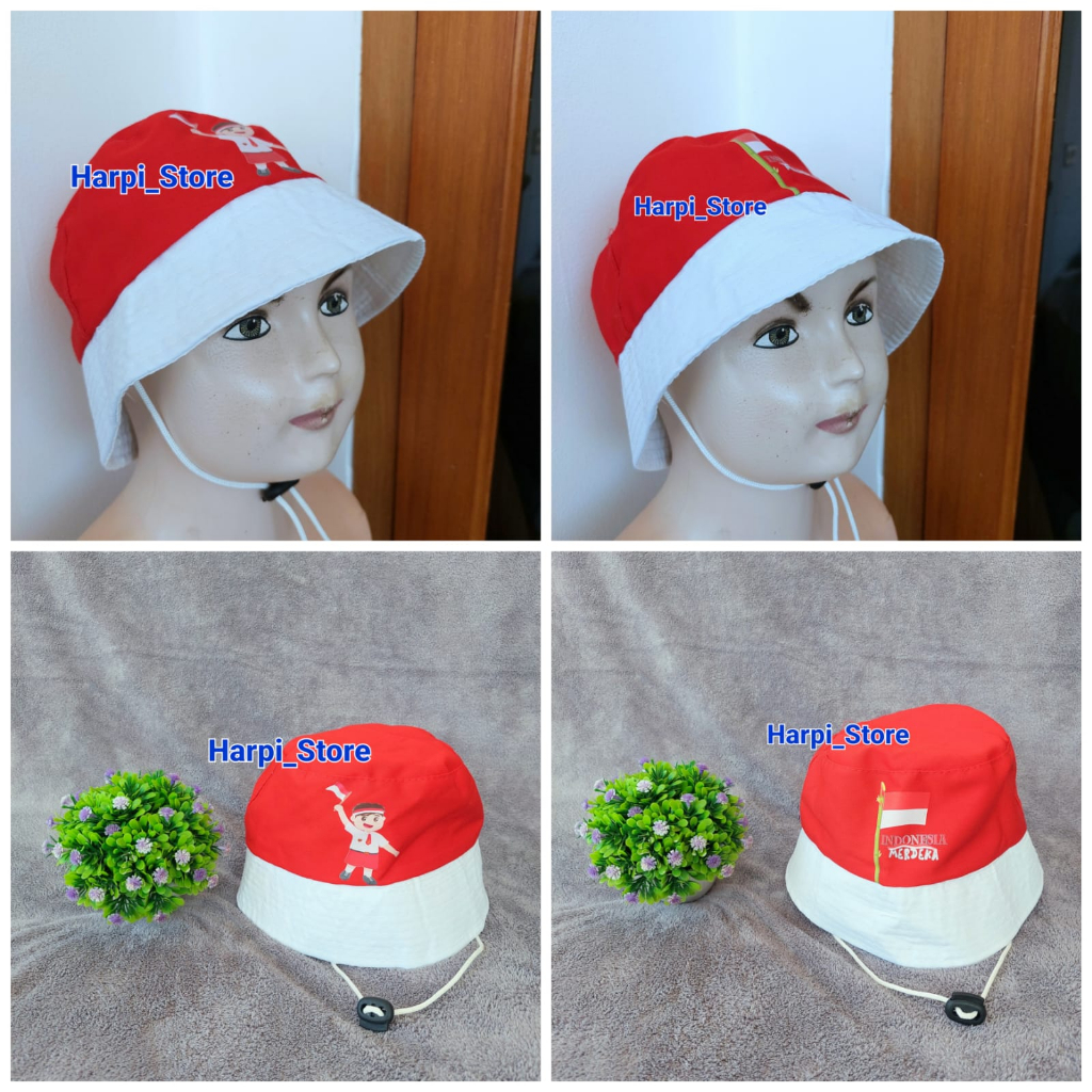 Jual Topi Bucket Anak Merah Putih (3-10Tahun) | Shopee Indonesia