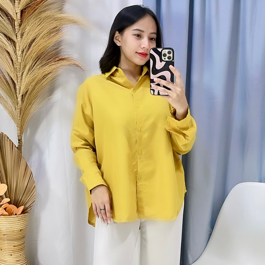 Jual RX FASHION - Dexy Loose Oversize XXL Shirt Katun Poly / Kemeja ...