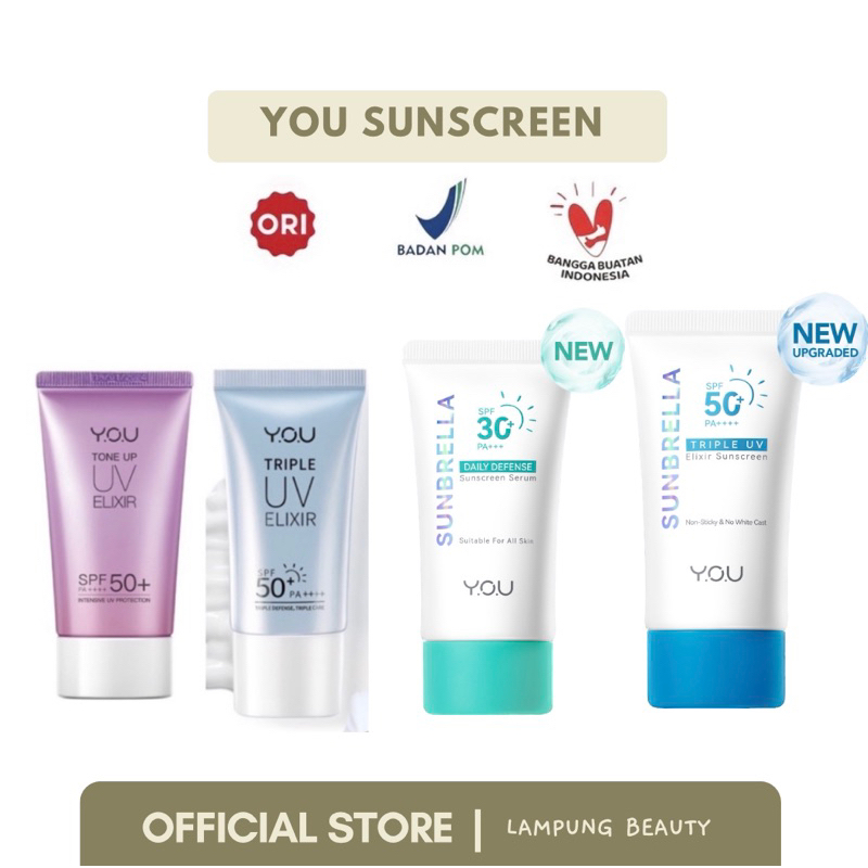 Jual YOU Sunscreen Sunblrella Triple Toneup UV Elixir SPF 30 50+ PA ...