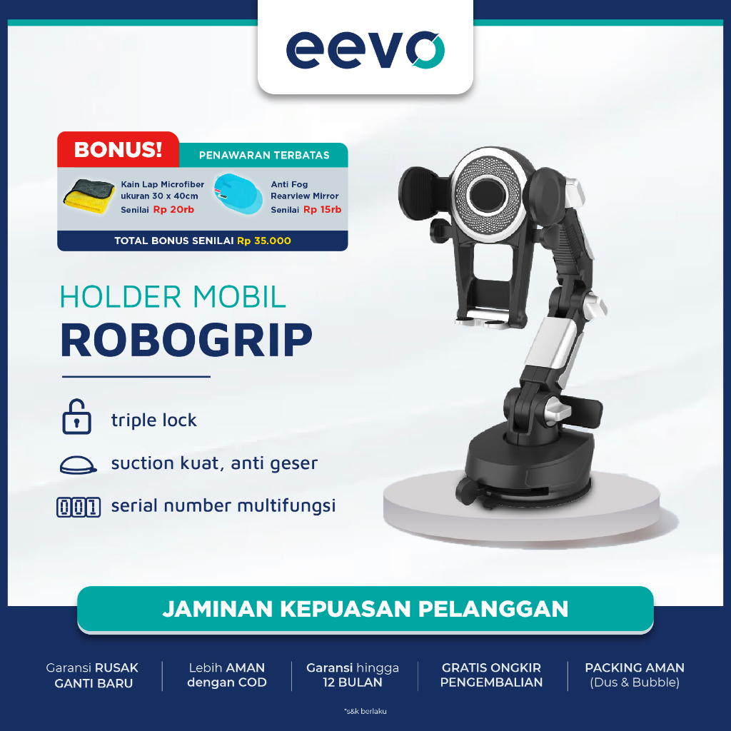 Jual eevo Holder Handphone Mobil Dashboard Kaca RoboGrip 360 Derajat ...
