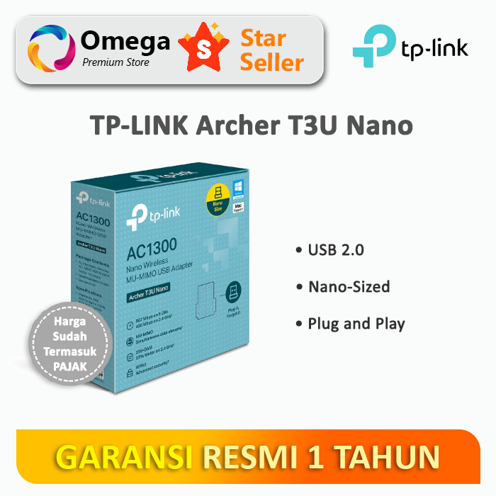 Jual TP-LINK Archer T3U Nano AC1300 Nano Wireless MU-MIMO USB Adapter ...