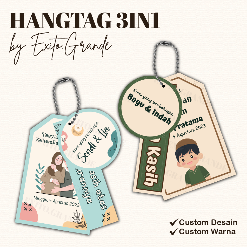 Jual Kartu Hang Tag 3 in 1/Kartu Hangtag Souvernir/Kartu Souvenir Acara ...