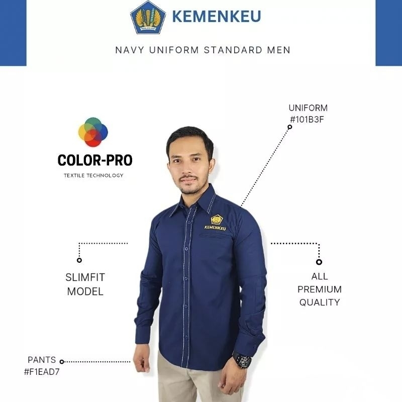 Jual Seragam Kerja Khusus Kementrian Keuangan TERBARU Pria Navy Putih ...