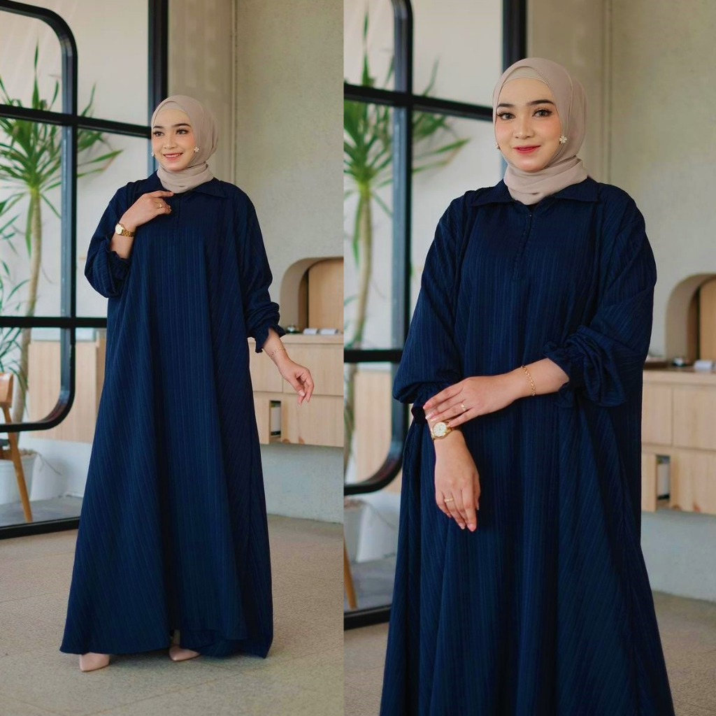 Jual MOLAJ GAMIS MUSLIM LD 140 WARNA DENIM BAHAN LADY CRUSH SUPER JUMBO ...