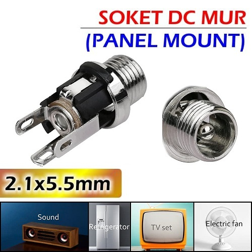 Jual Socket DC Power Panel Mount Outlet Female Soket Charger 3 Pin DIP ...