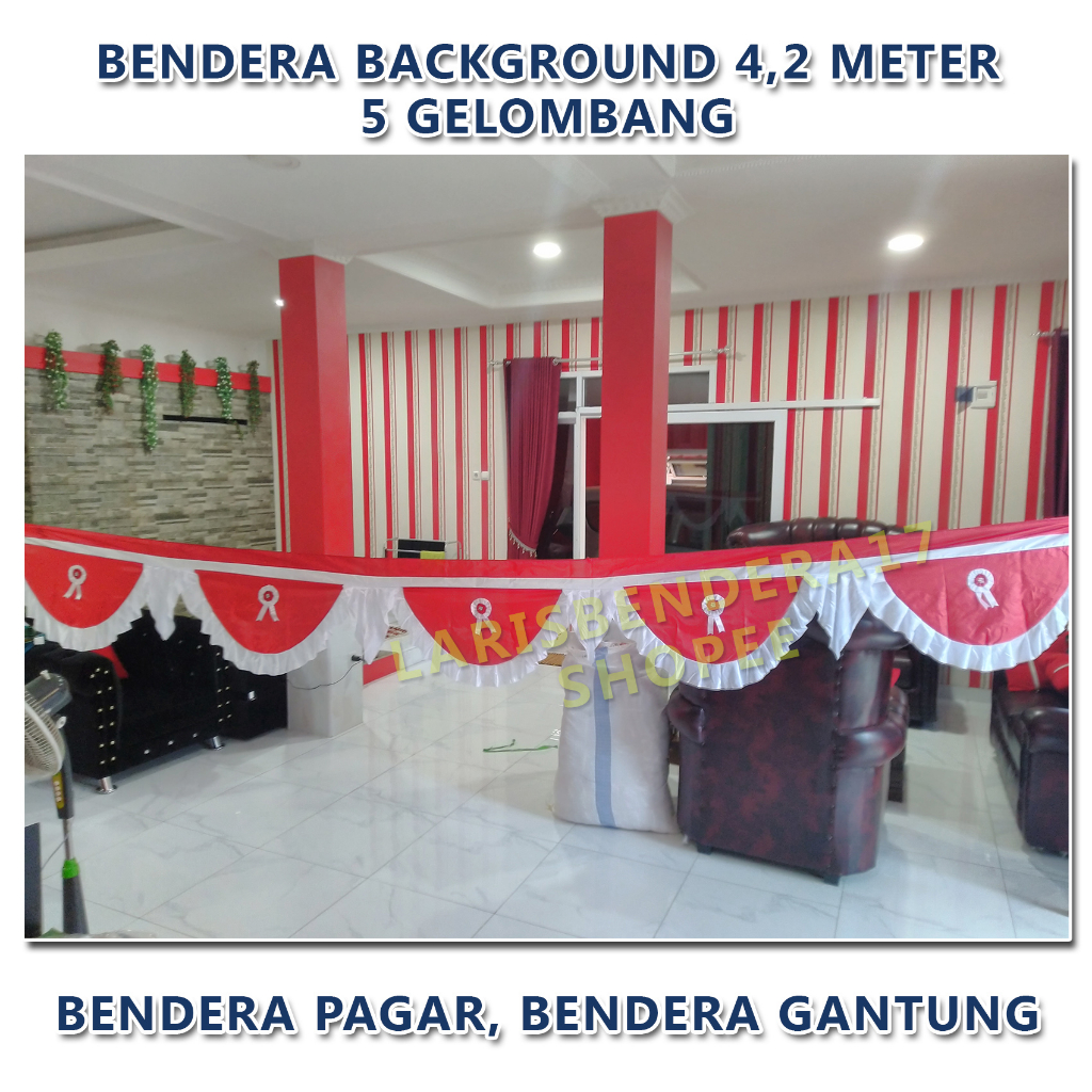 Jual Bendera Background Merah Putih 5 Gelombang (4,2) Dengan Bahan ...