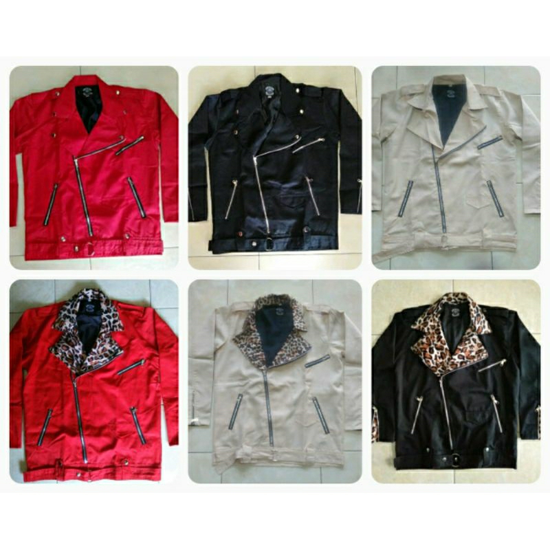 Jual JAKET & ROMPI RAMONES HITAM & MERAH / WERPACK /JAKET DOUBLE KERAH ...