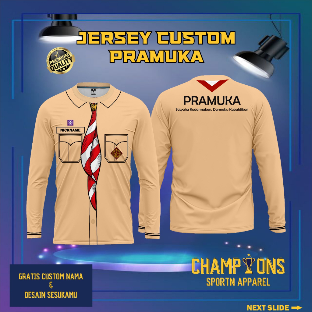 Jual Baju Jersey OLAHRAGA BERMOTIF PRAMUKA Lengan Panjang, berbahan ...