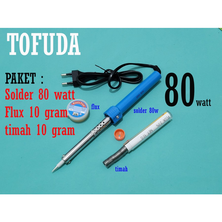 Jual Paket solder listrik 80w tofuda ( solder 80w + timah + flux ) 80 ...