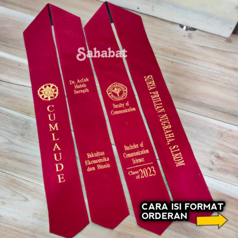 Jual ( 1 HARI JADI) SELEMPANG WISUDA LEHER PREMIUM 2 LAPIS BLUDRU ...