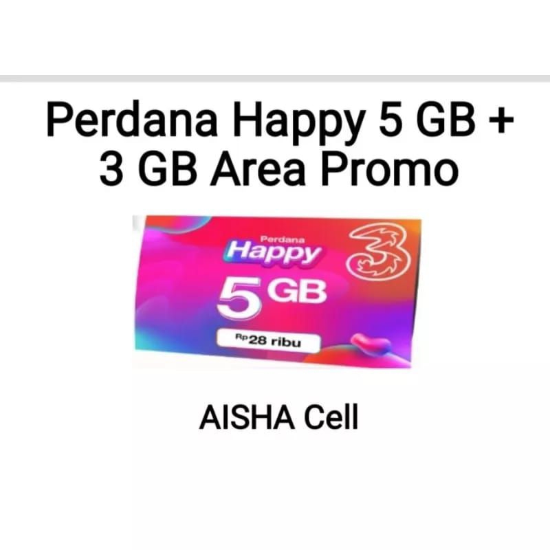 Jual PERDANA Tri Happy 5 GB Nasional / S2 | Shopee Indonesia
