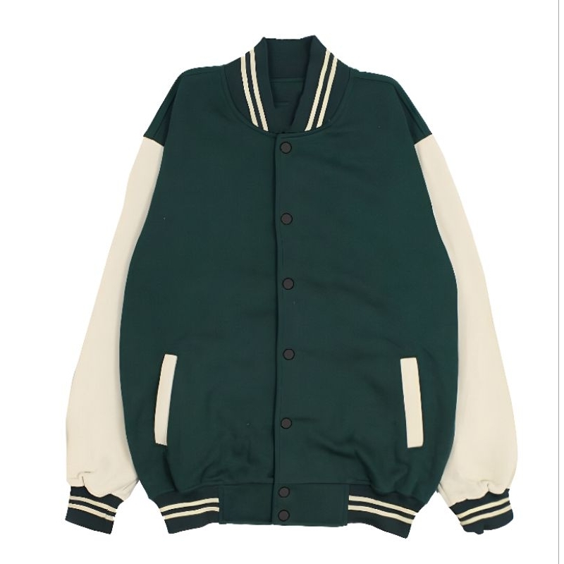 Jual Jaket Varsity Baseball Polos Warna Hitam Navy Hijau Size M L XL ...