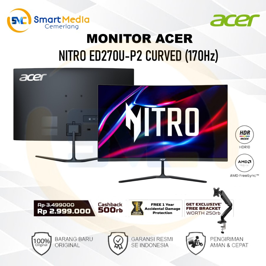 Jual Monitor Acer Nitro ED270U P2 27" Curved - QHD 170Hz 1ms HDMI ...