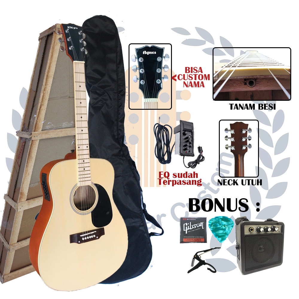 Jual Gitar Akustik Elektrik Gibson Neck Utuh Packing Kayu | Shopee ...