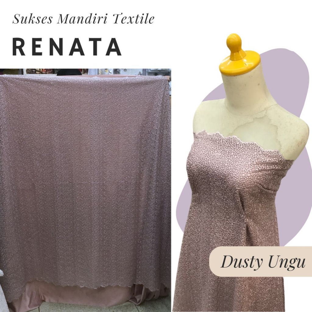 Jual [RENATA] Brokat Full Embroidery mewah Dusty ungu | Harga ½ meter ...